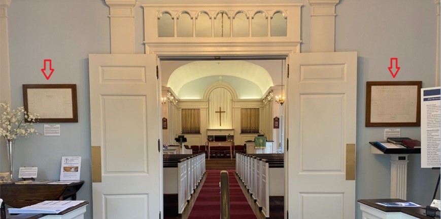 Historical Highlights Summer 2023 – 1804 Church Pew Drawings in Narthex ...